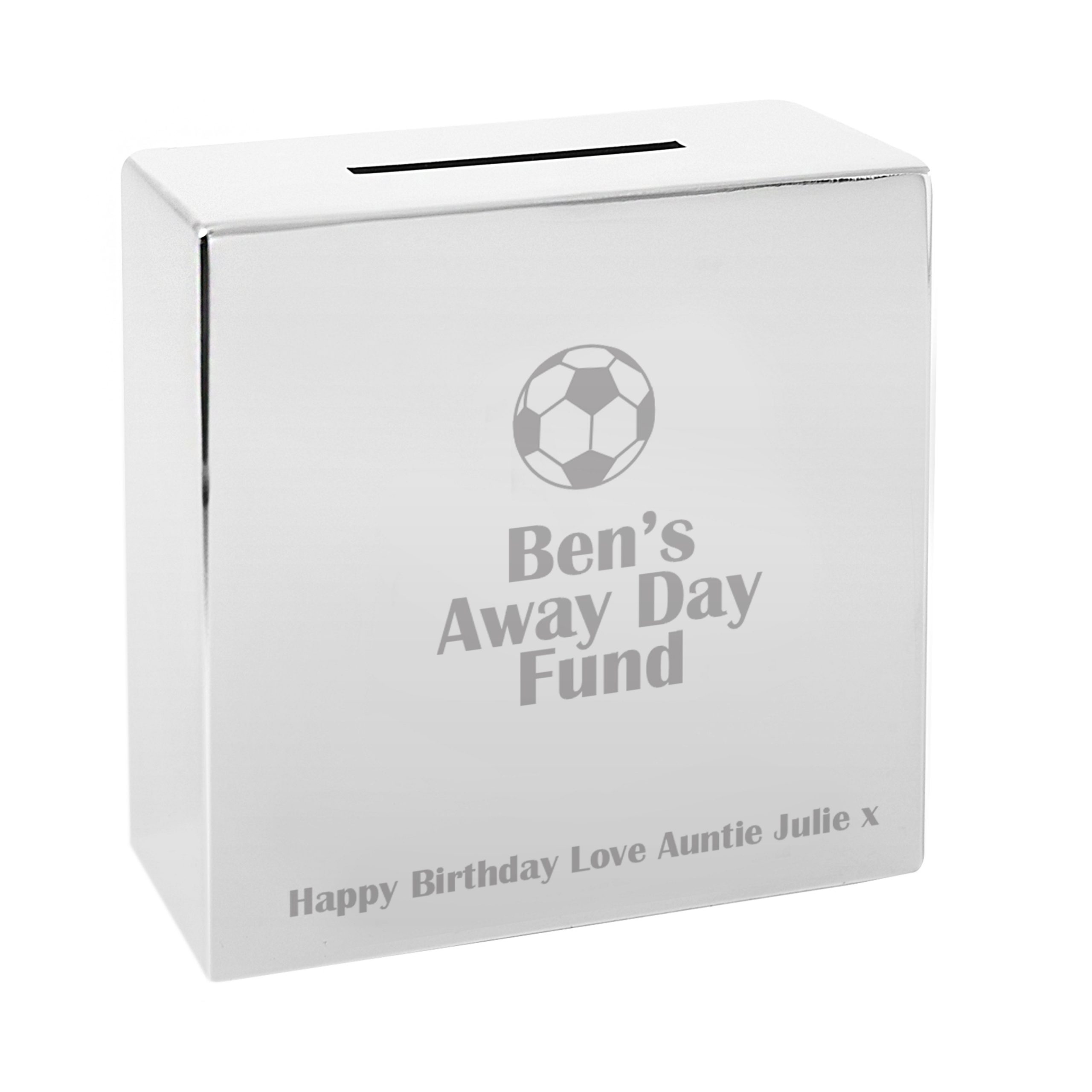 Personalised Football Square Money Box - Bubblelush Divine Gifts