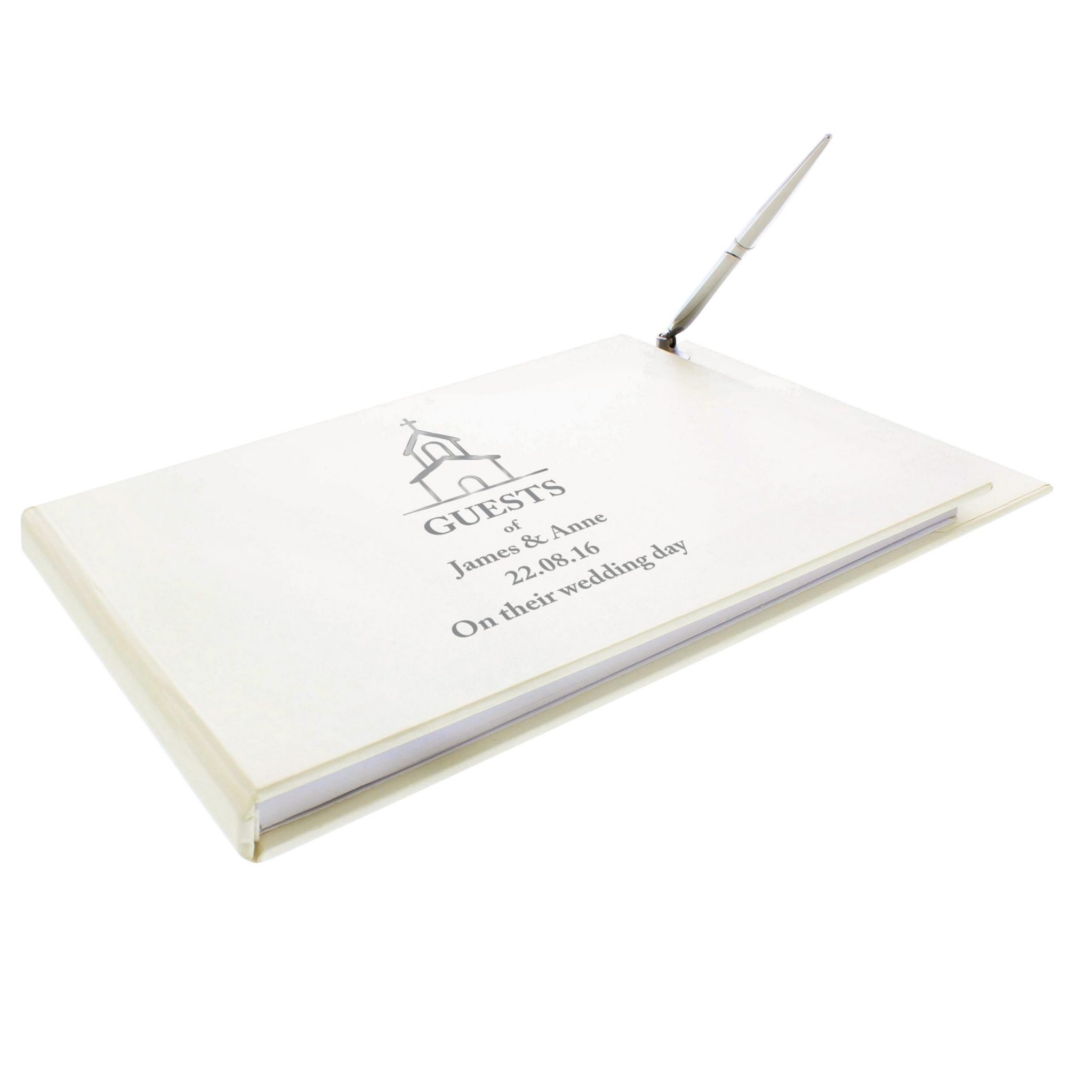 Personalised Church Design Hardback Guest Book & Pen - Bubblelush ...
